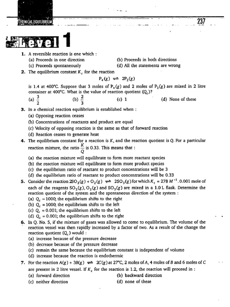 Chemical Equilibrium DPP | PDF