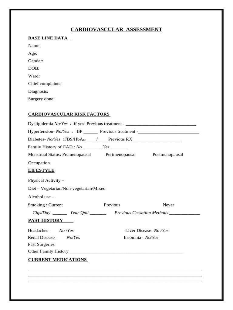 Cardiac Assessment Format | PDF | Pulse | Heart