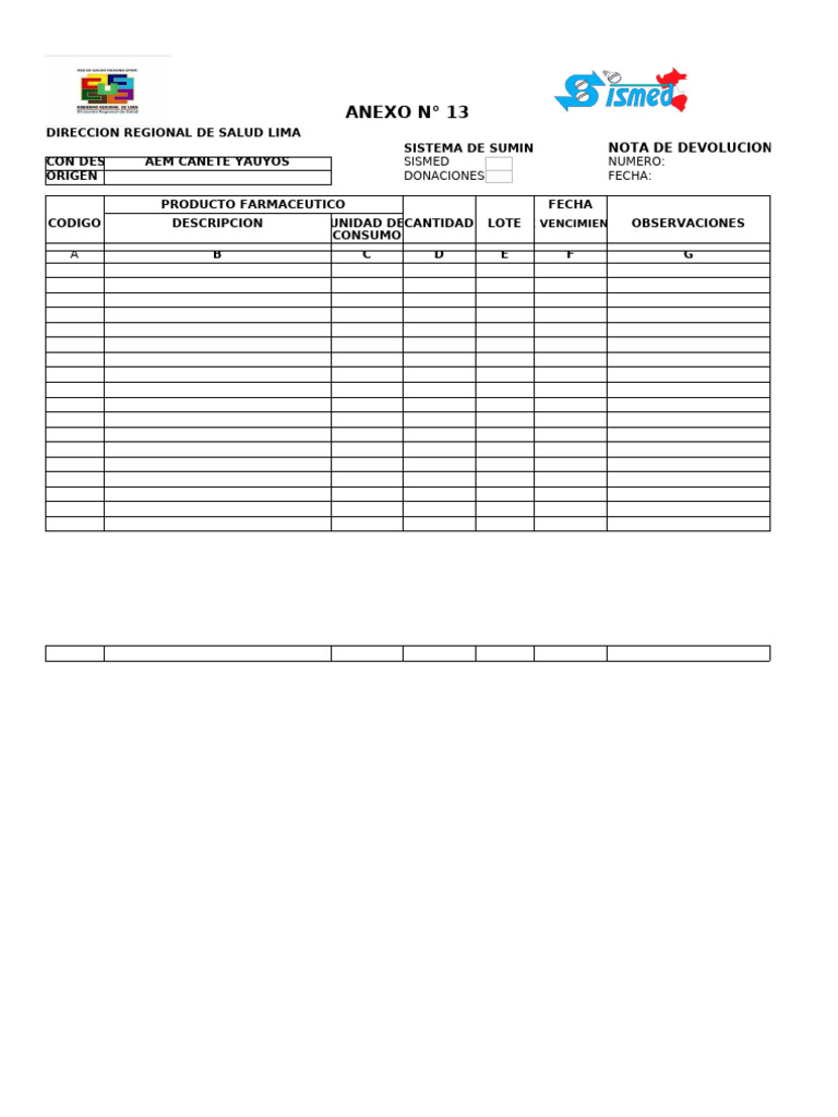 Anexo 13 Nota Devolucion | PDF