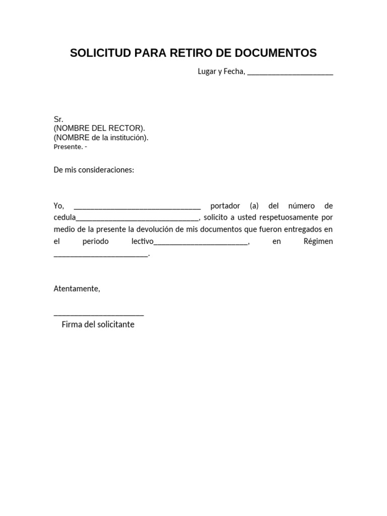 Solicitud de Devolución de Documentos | PDF
