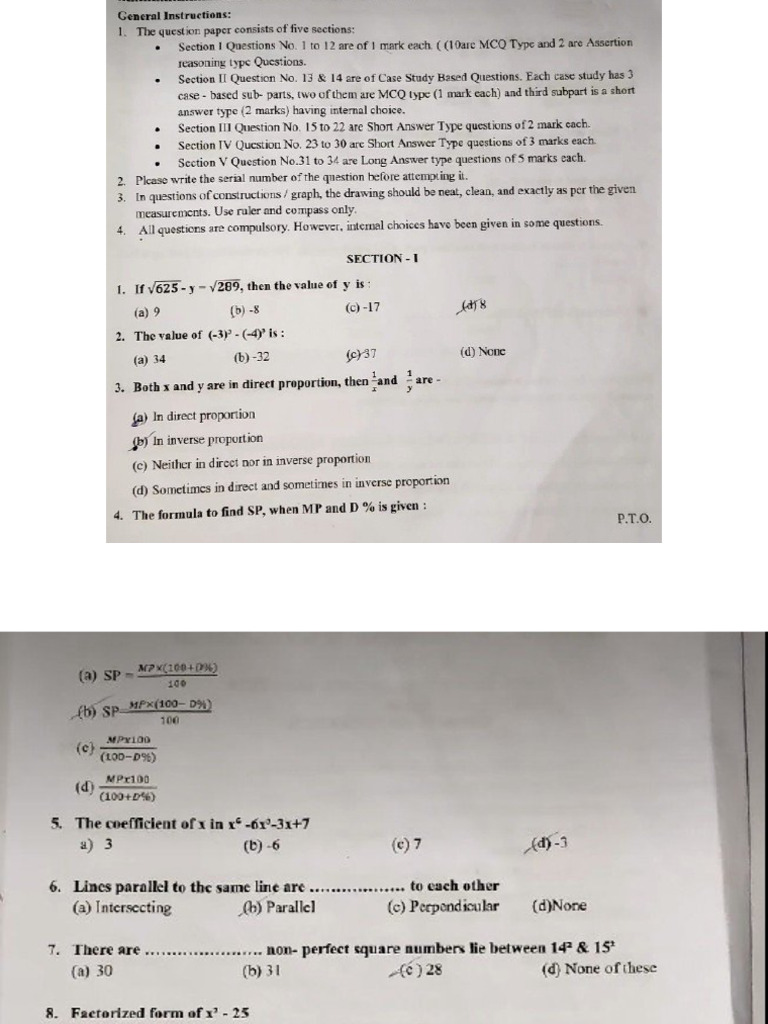 Maths Paper 1 | PDF