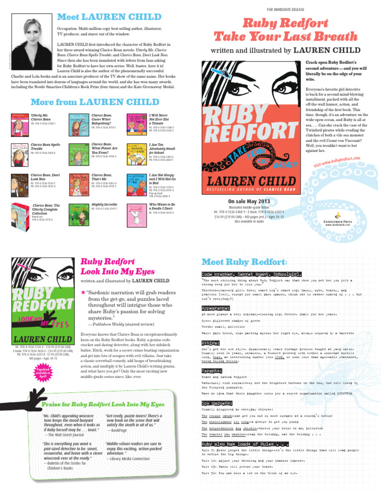 123998920 Ruby Redfort Take Your Last Breath Press Release | PDF | Books