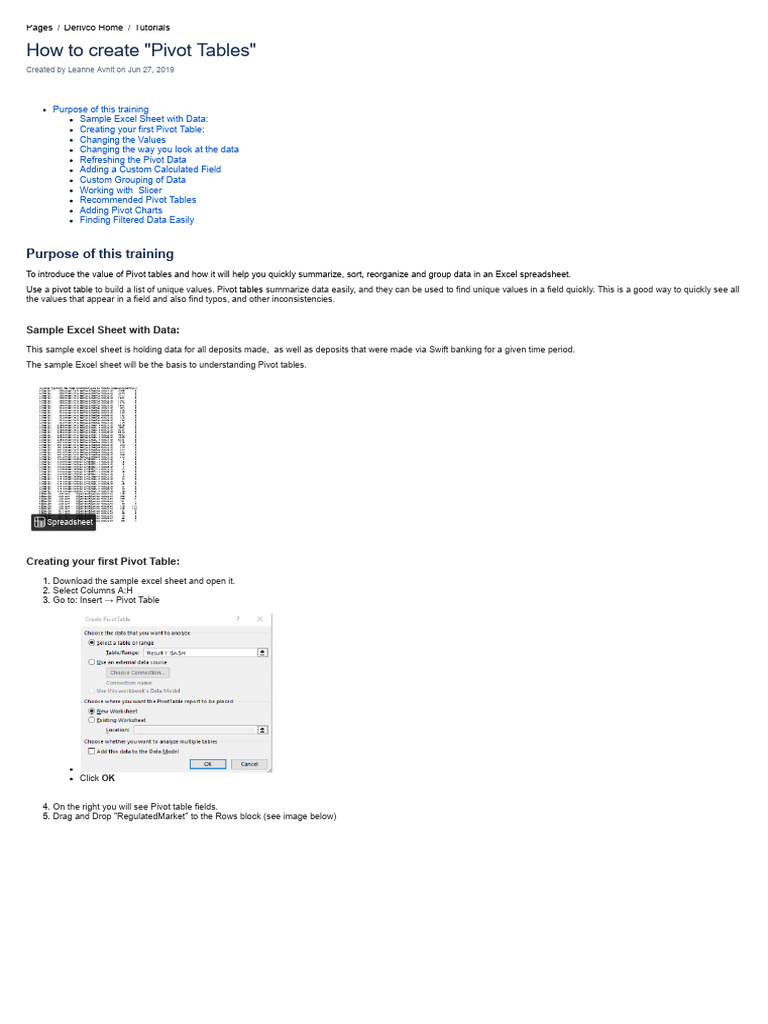 How to create Pivot Tables | PDF | Microsoft Excel | Data Management