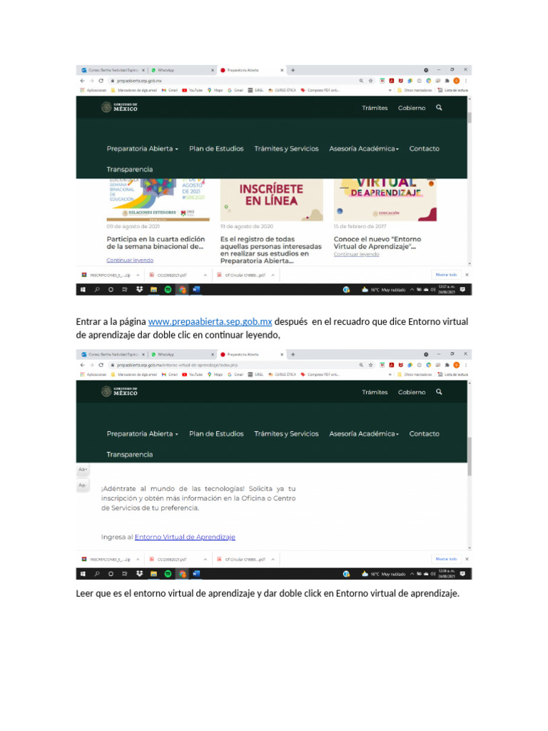 Pasos para Obtener Tu Cuenta Del Entorno Virtual de Aprendizaje | PDF