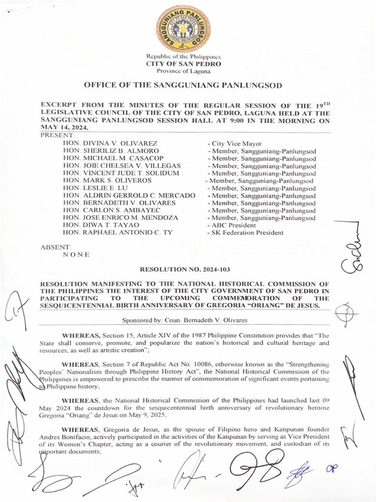 SP Resolution No 2024-103 | PDF