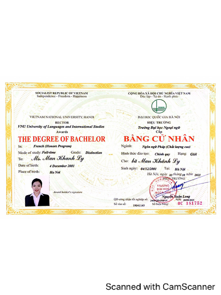 Bachelor Degree - Man Khanh Ly | PDF