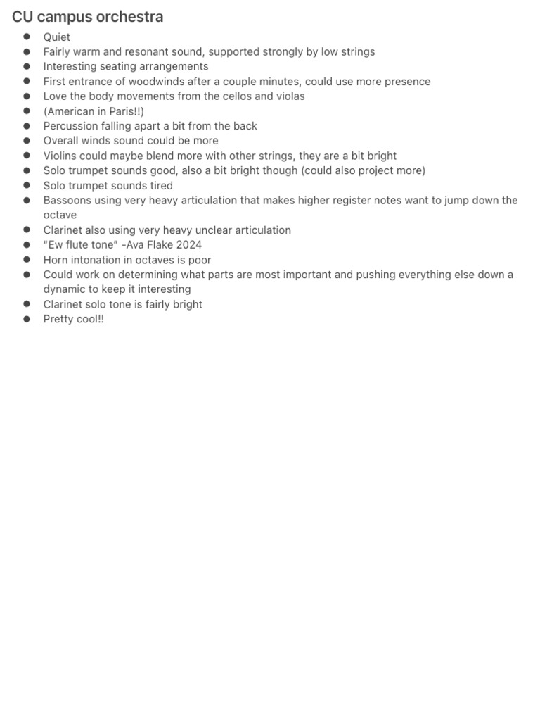 CU Campus Orchestra Performance Review | PDF