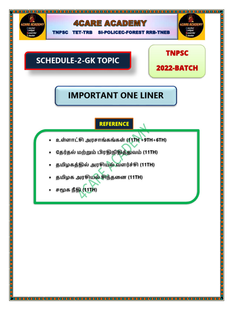 4 Sch-2-Polity Full One Liner | PDF