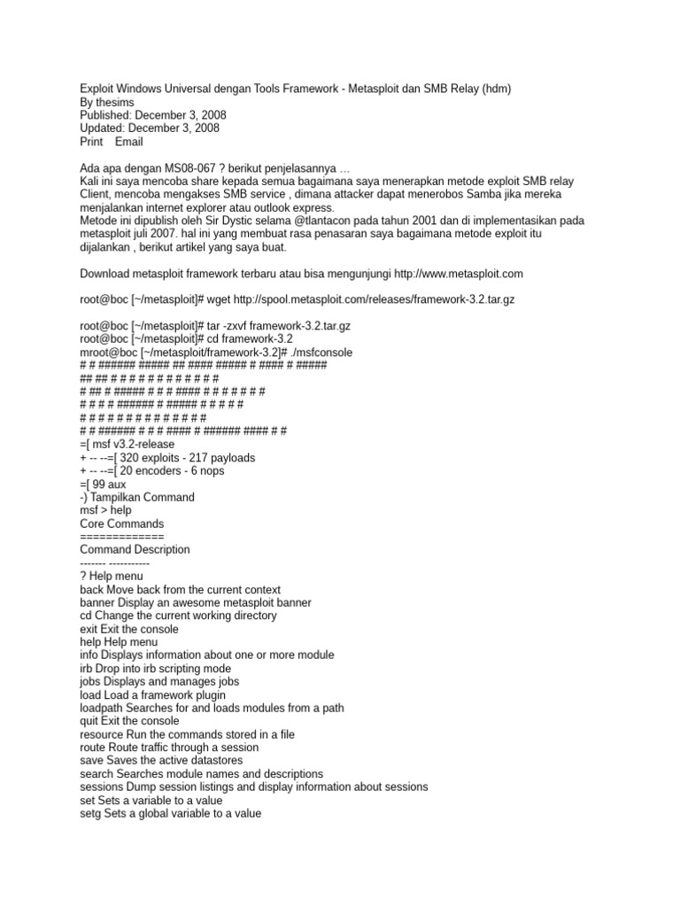 Exploit Windows Universal Dengan Tools Framework - Metasploit Dan SMB ...