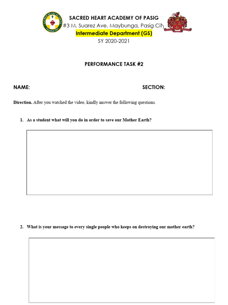 Performance Task #2 | PDF