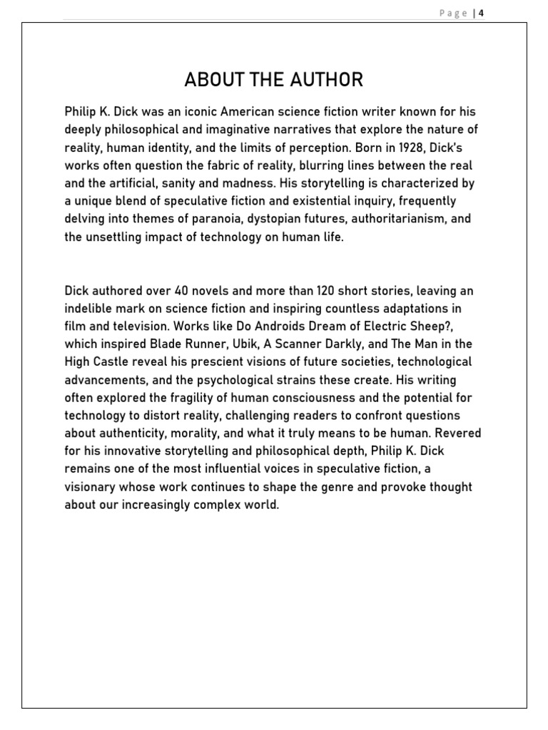 English Literature Project | PDF | Philip K. Dick