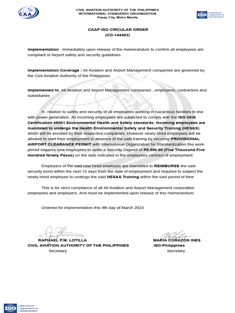 Caap - Iso Circular Order 144493 | PDF