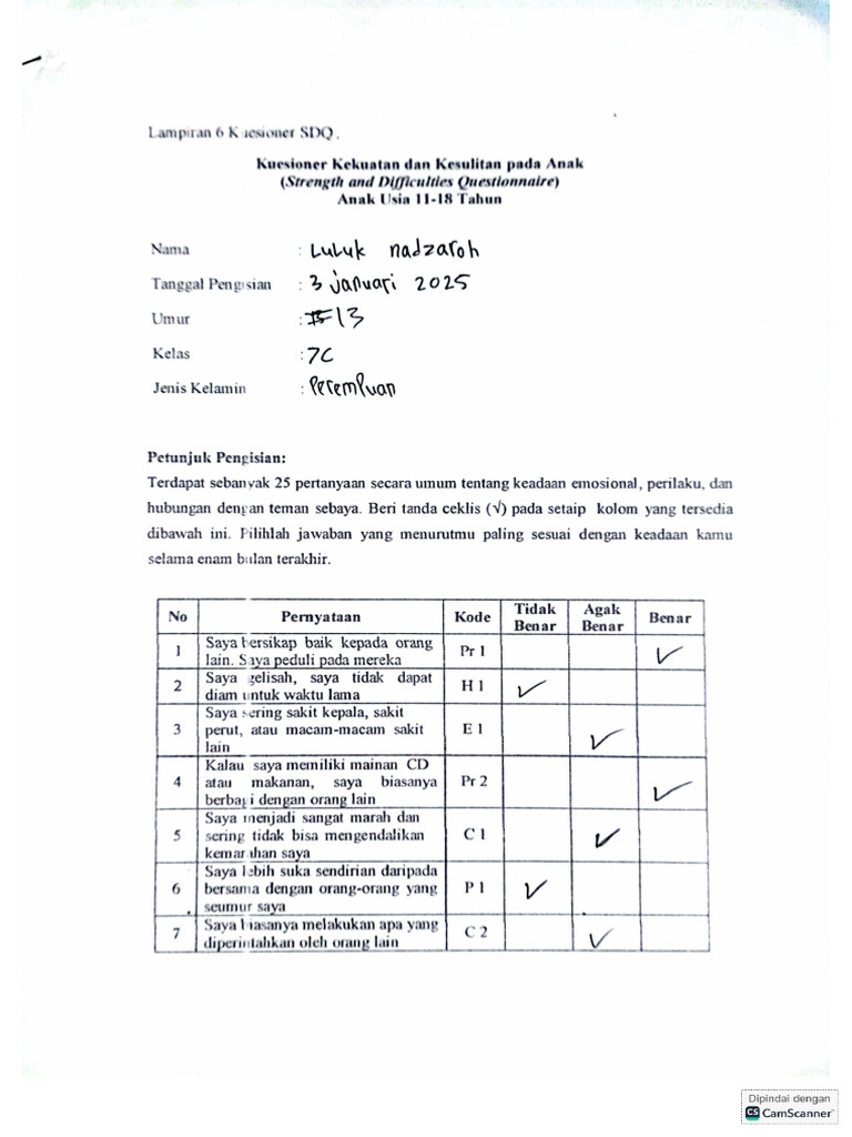 Kuesioner Perilaku Bullying Feni | PDF