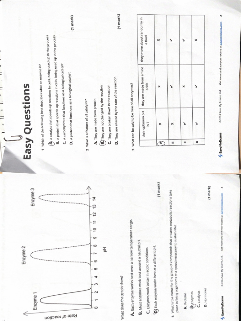 Bio Homework 11.2 (Past Paper Questions) Lindsay 9A1 | PDF
