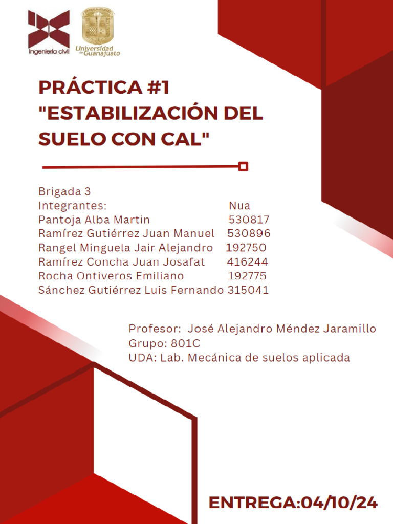 Practica 1_ Estabilizacion Con Cal_brigada 3 | PDF | Lima (Material) | Suelo