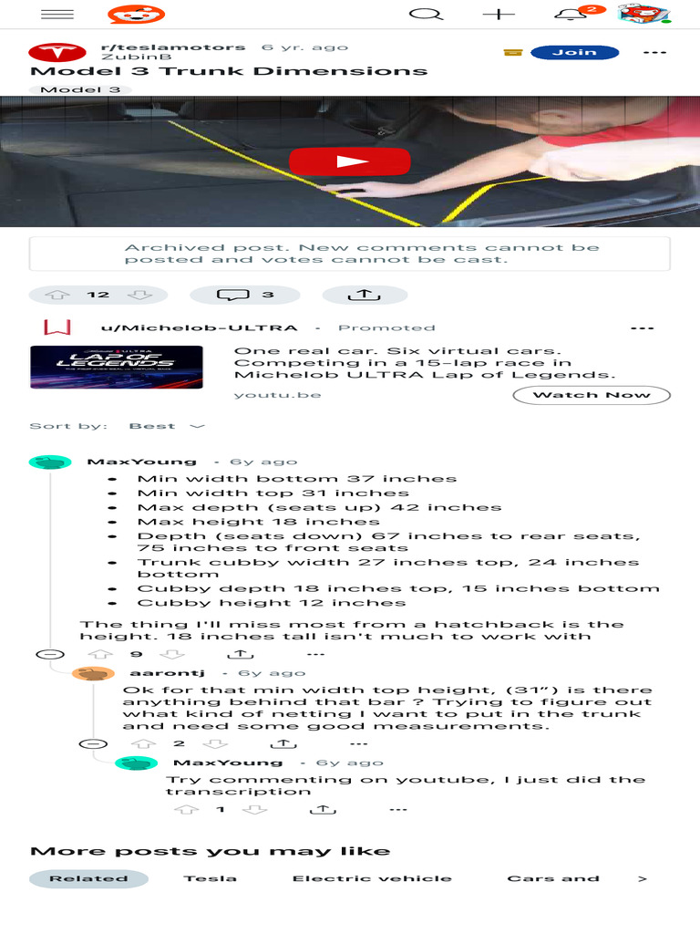 Model 3 Trunk Dimensions Rteslamotors | PDF