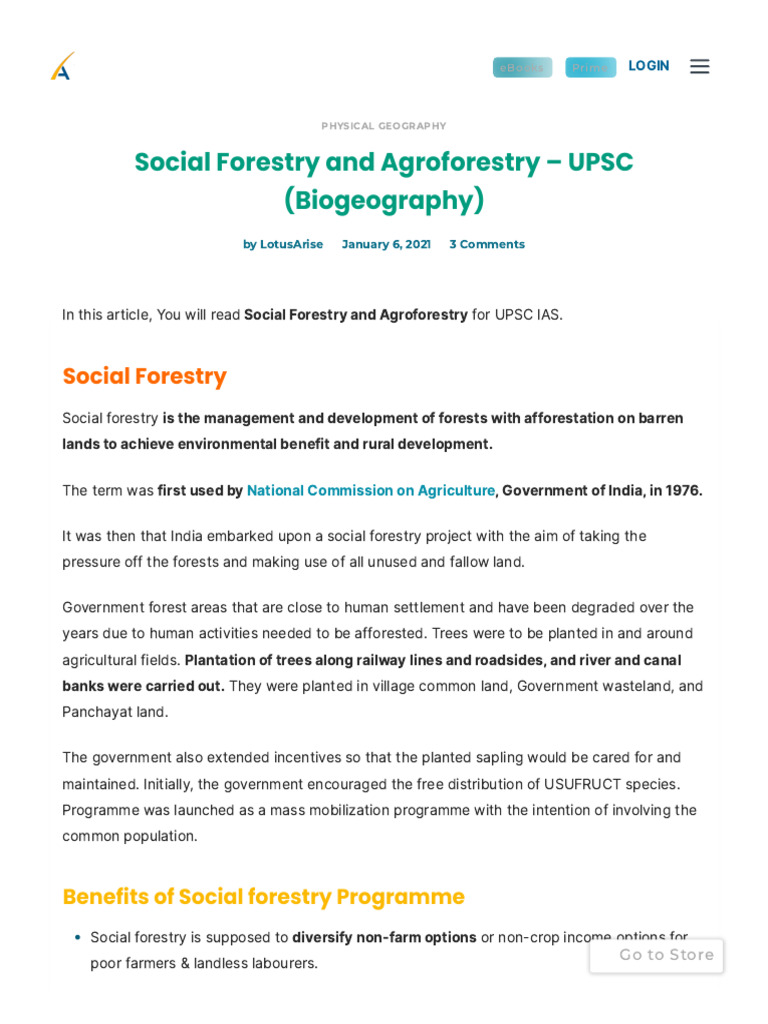 Social Forestry and Agroforestry for UPSC | PDF | Forestry | Agriculture