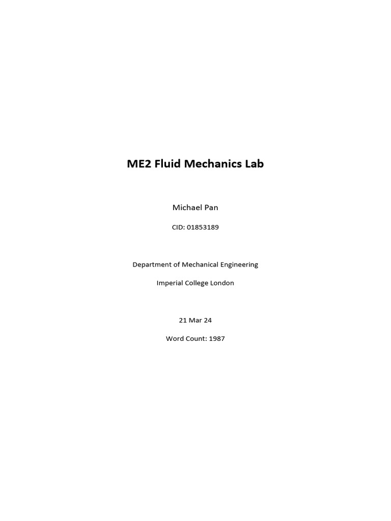 ME2 Fluids Lab Report | PDF | Boundary Layer | Fluid Dynamics