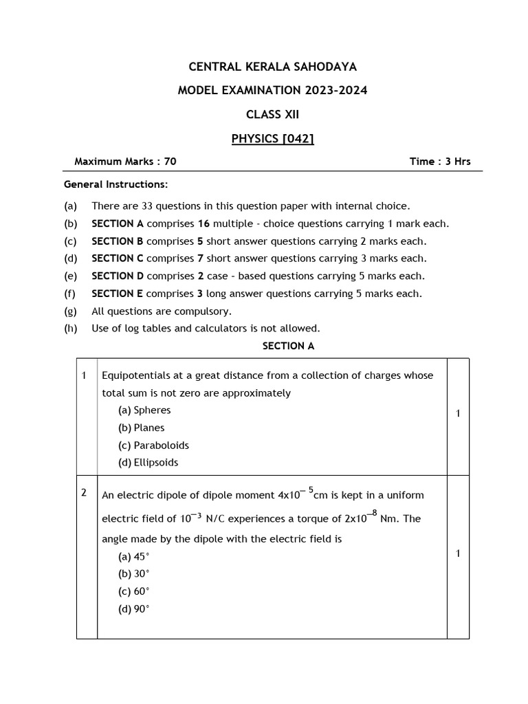 PHYSICS - CLASS XII - QP - 2105 (1) (1) | PDF | P–N Junction | Inductor