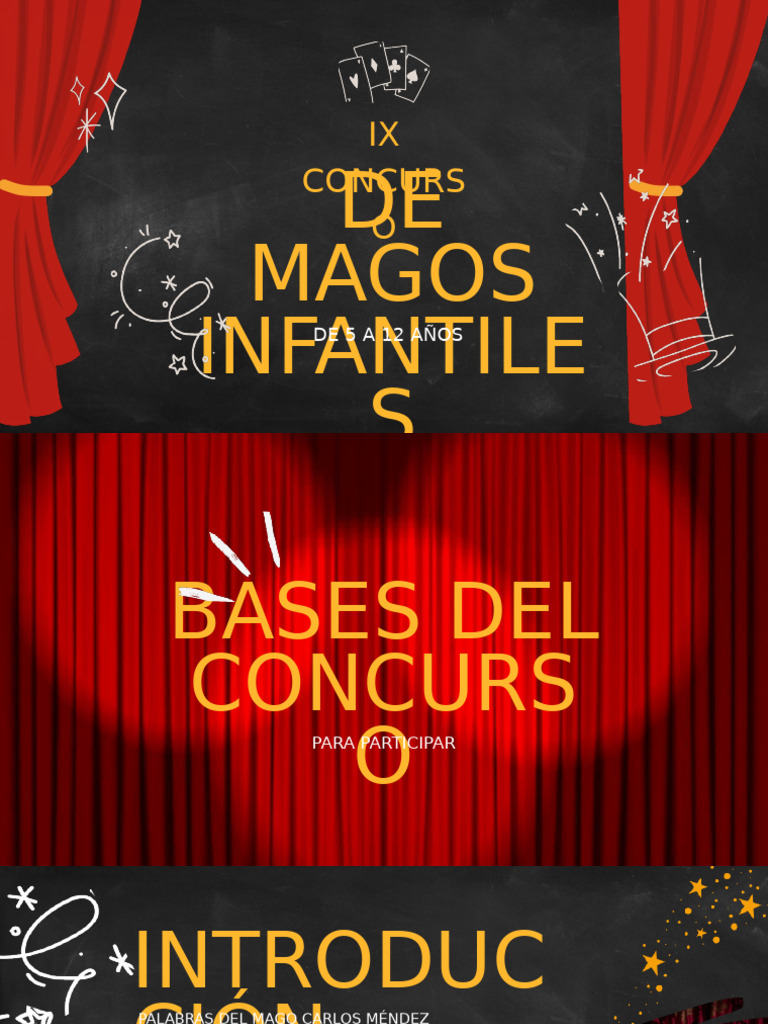 Presentación Concurso de Magos Infantiles Ilustrado Negro Rojo y ...