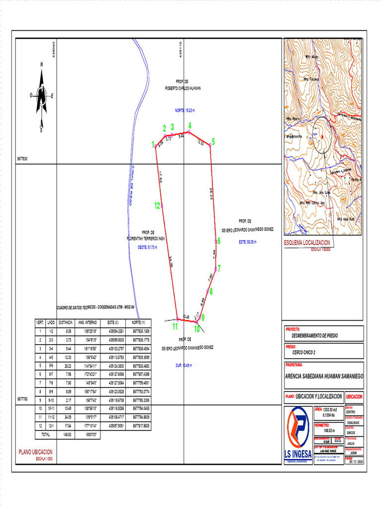 Plano de Ubicación y Desmembramiento | PDF | Geodesia | Tecnología ...