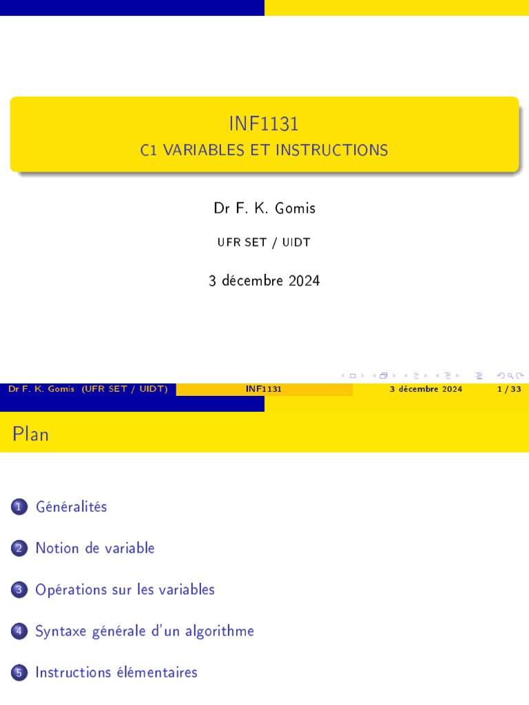 C1 Algo | PDF | Programme informatique | Programmation