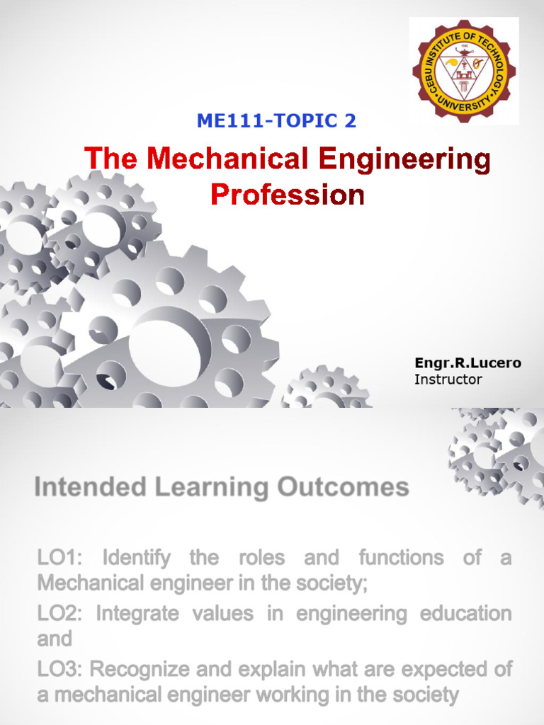 Topic 2 Me Profession | PDF | Engineering | Mechanical Engineering