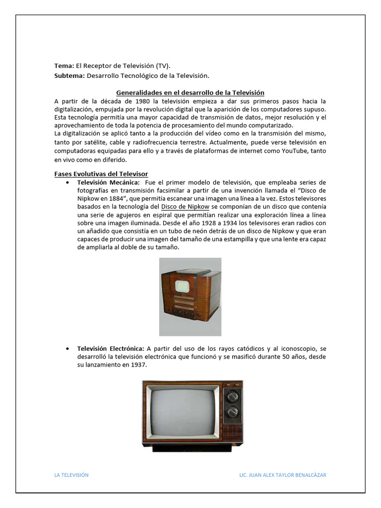 Evolución y Tecnologías de Televisión | PDF | Televisión | Pantalla de ...