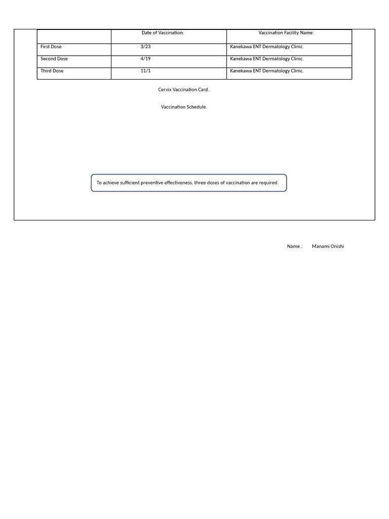 Vaccination Card | PDF