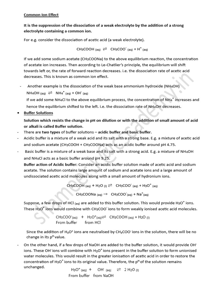 Notes Buffers | PDF | Buffer Solution | Acid