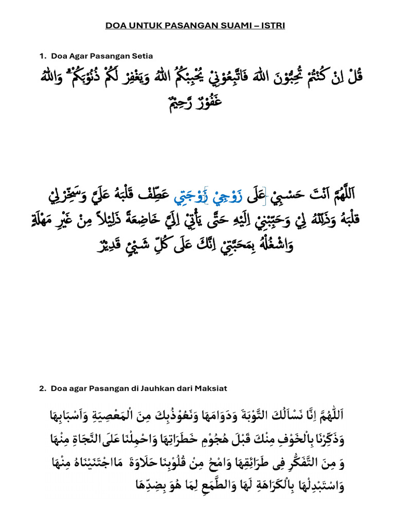 DOA UNTUK PASANGAN SUAMI | PDF