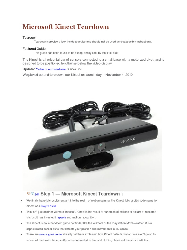 Microsoft Kinect Teardown | Download Free PDF | Computer Hardware | Manufactured Goods