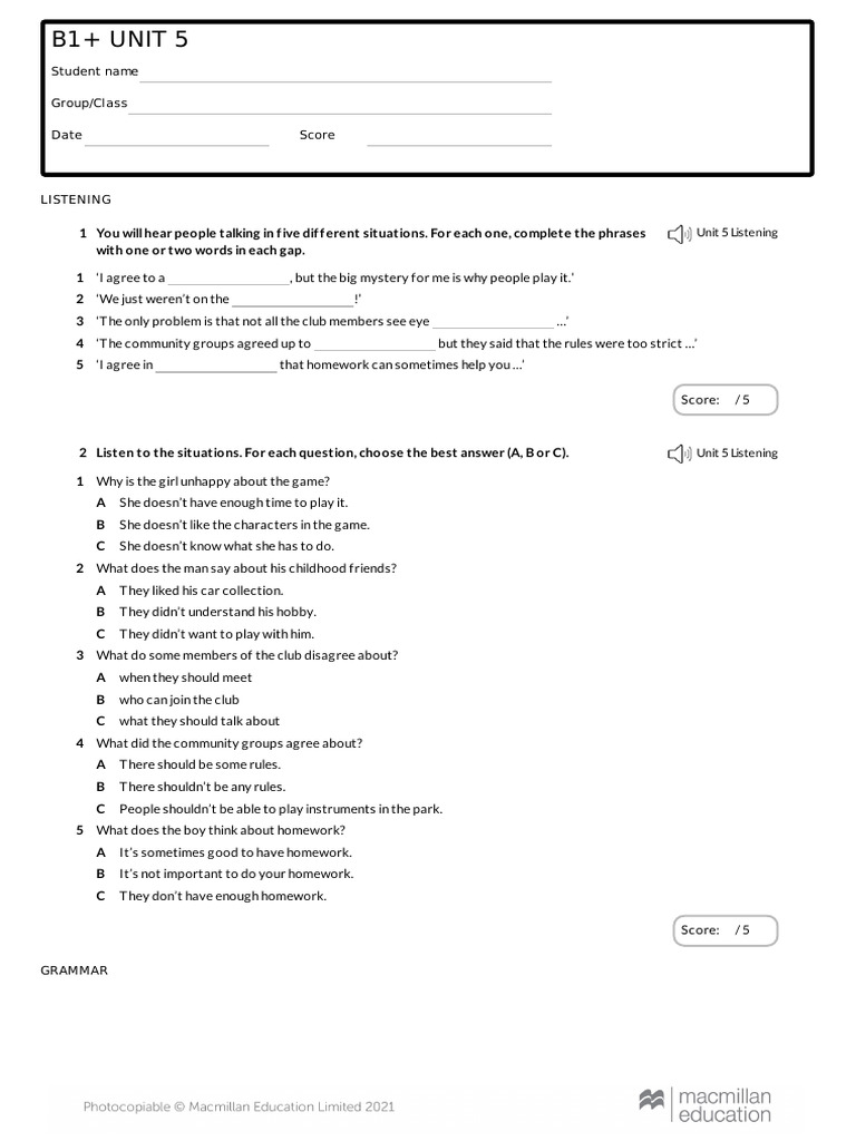 unit 5 b1+ | PDF
