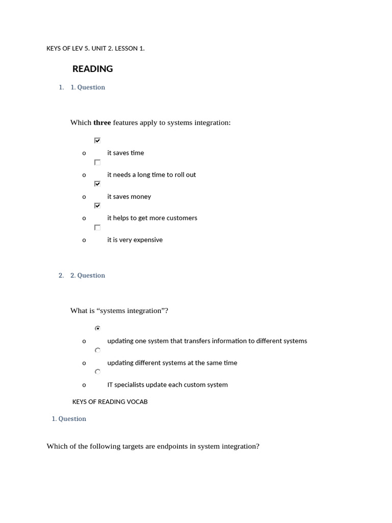 KEYS OF LEV 5 UNIT 2. LESSON 3 | PDF | Computer Architecture | Software