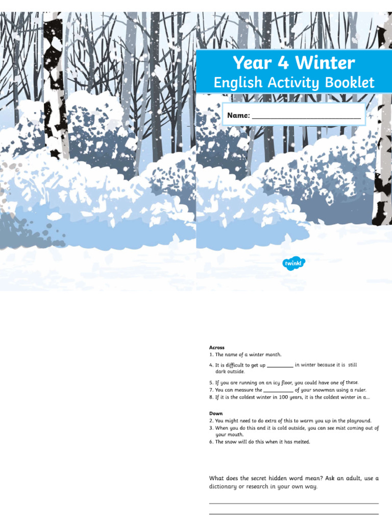 Year 4 Winter English Activity Booklet | PDF