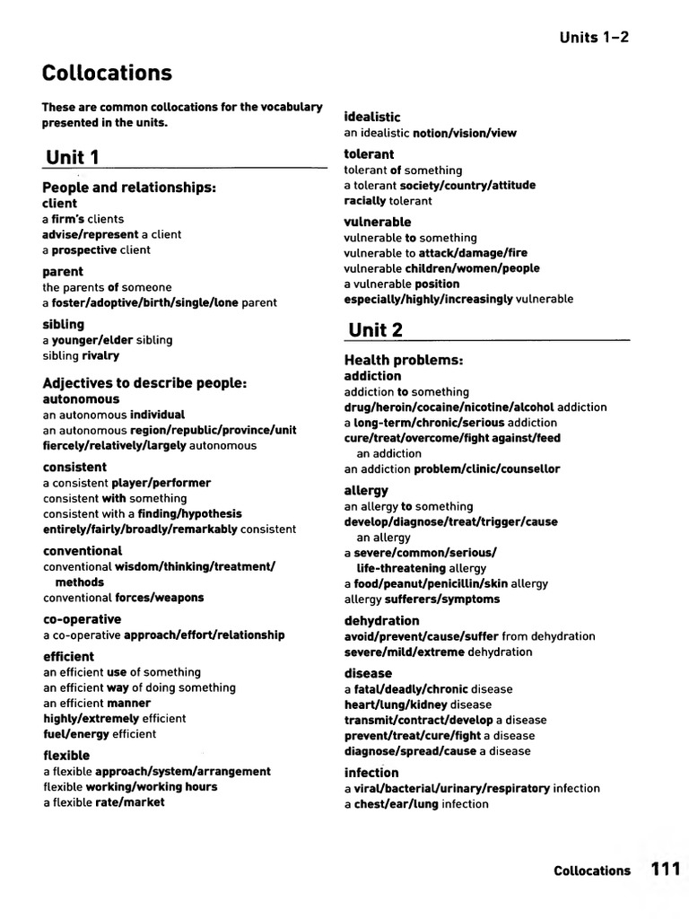 IELTS Vocabulary Collocations Guide | PDF | Infection | Evidence