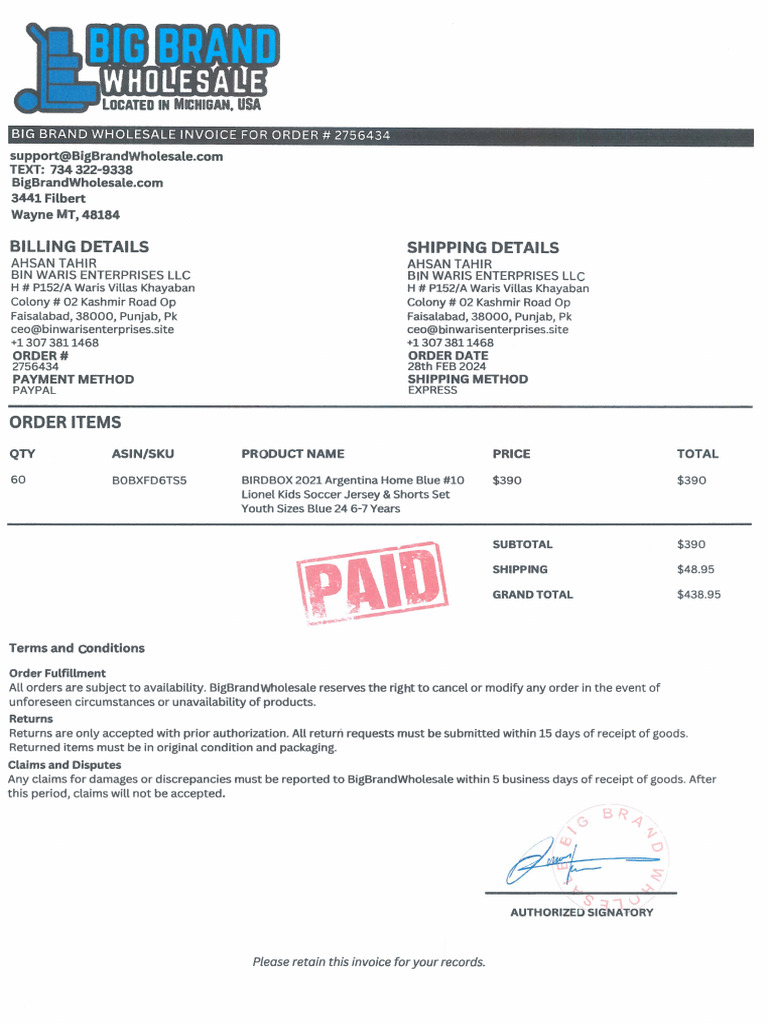 Big Brandw Invoice PDF | PDF