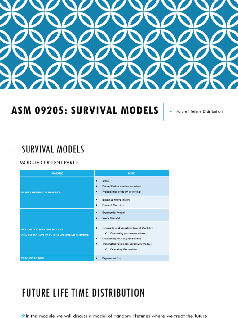 SURVIVAL MODELS.DAY 1pptx | PDF | Probability Distribution | Function ...