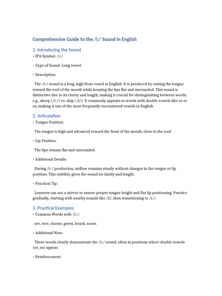 I Sound Detailed Guide | PDF | Vowel | Human Voice