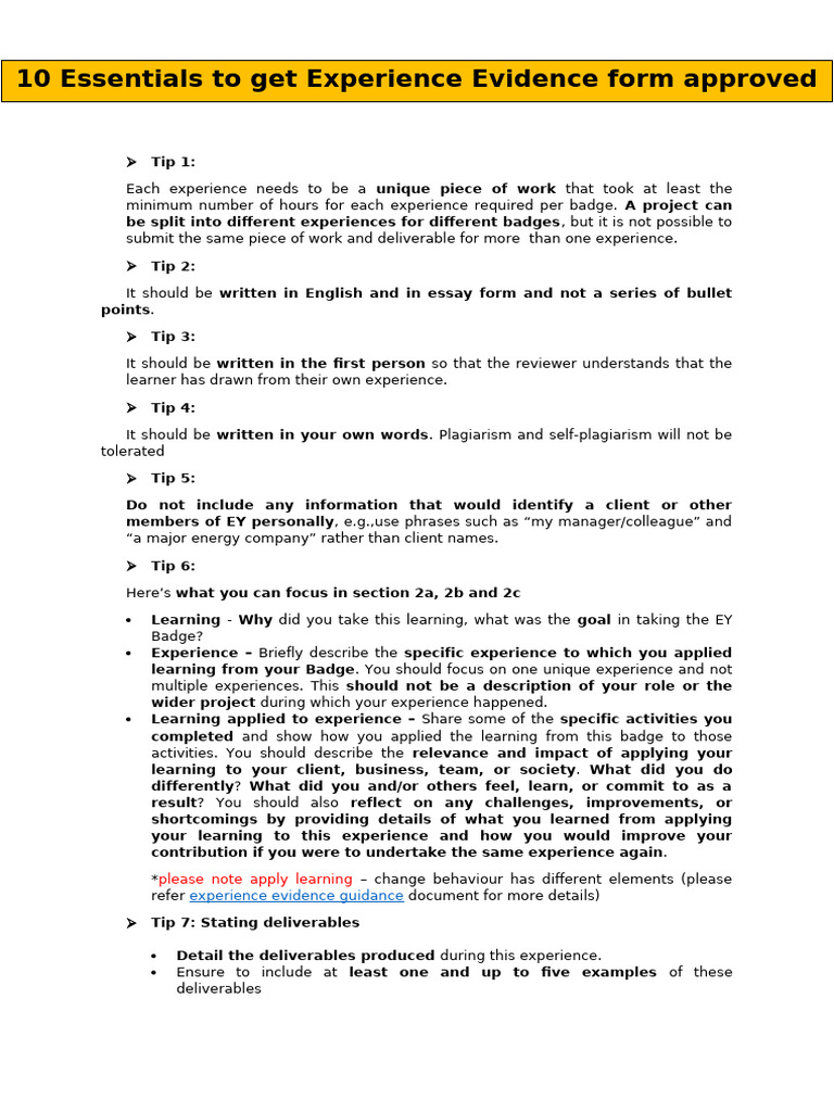 EY Badge Experience Submission Guide | PDF | Learning | Plagiarism