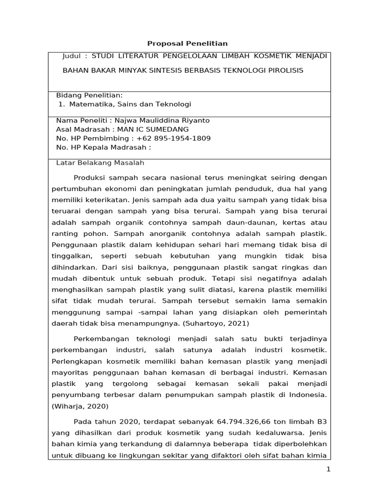 Format Penulisan Proposal Penelitian | PDF