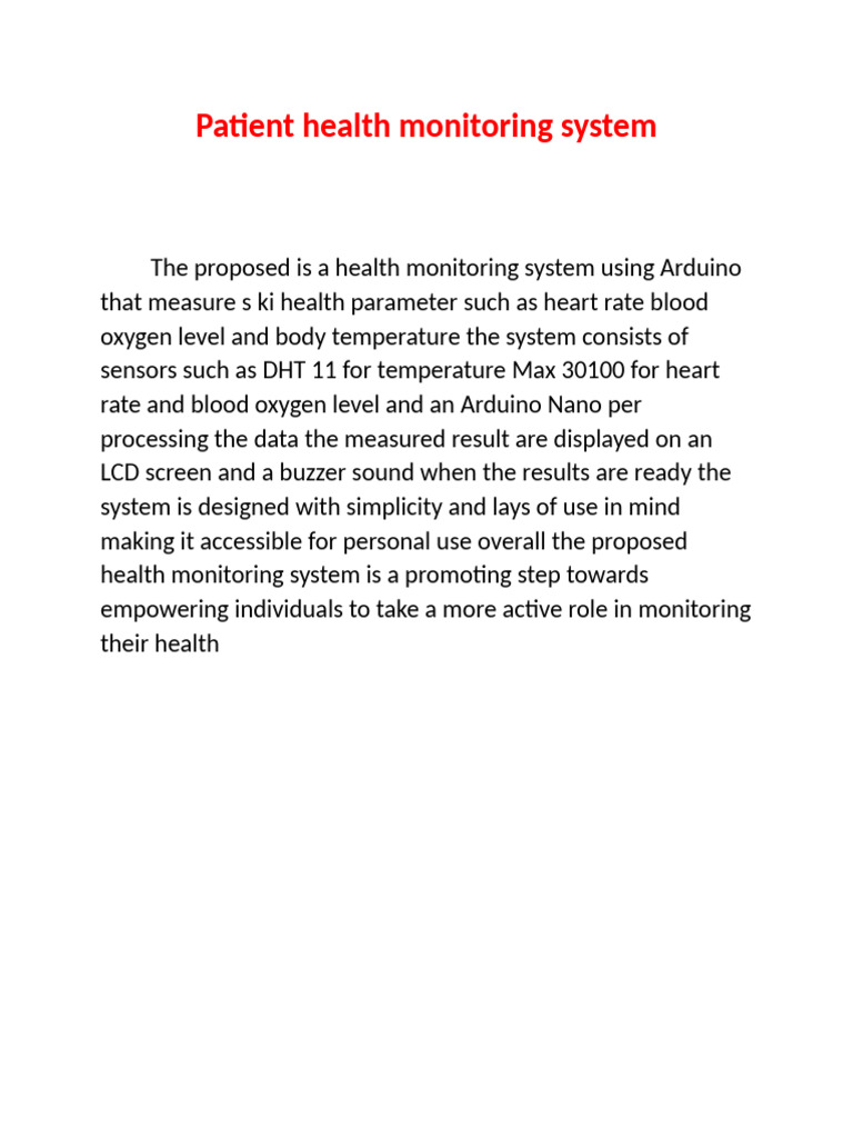 Patient Health Monitoring System | PDF
