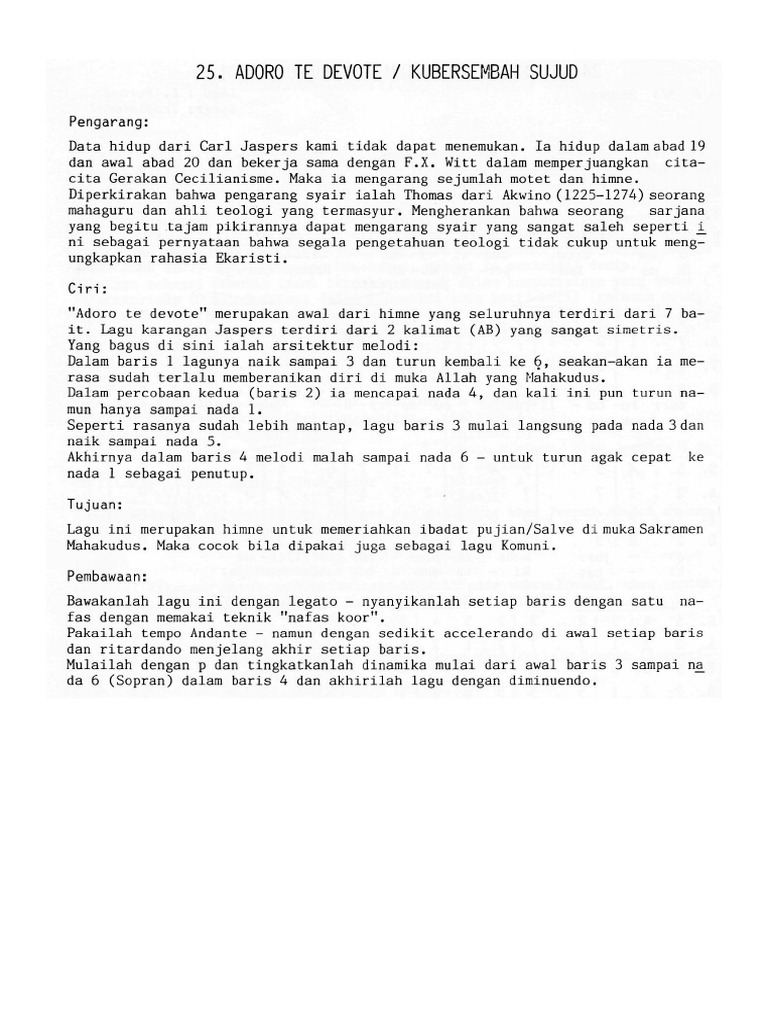 Adoro Te Devote - Carl Jaspers | PDF