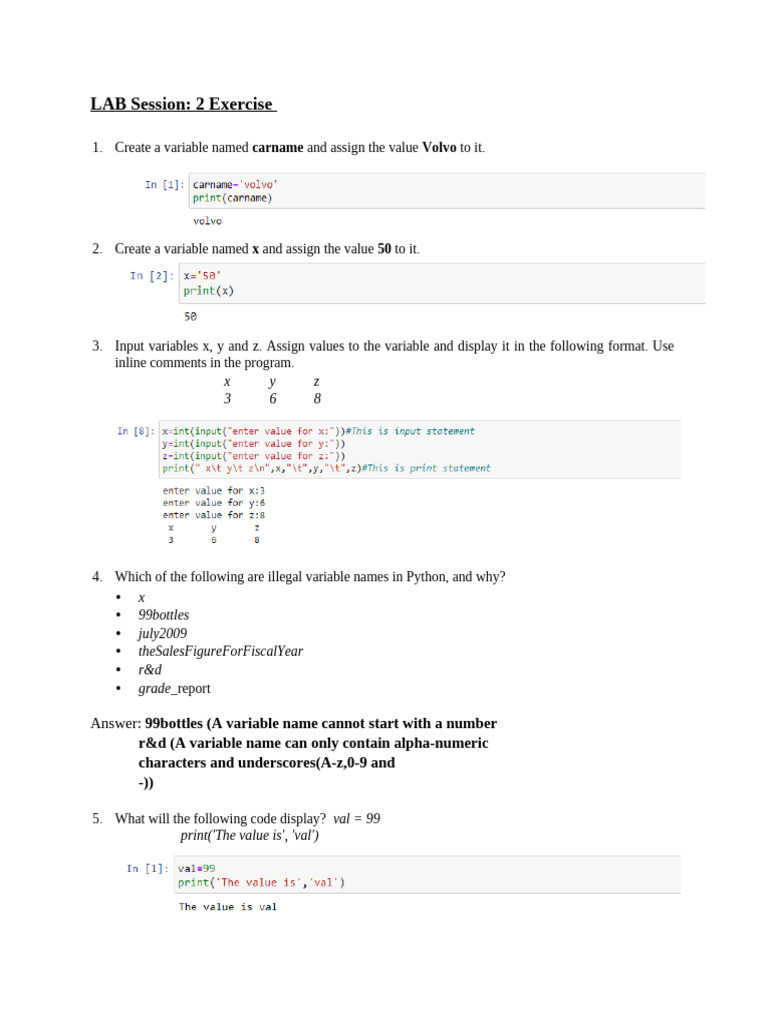 LAB Session 2 Exercise | PDF