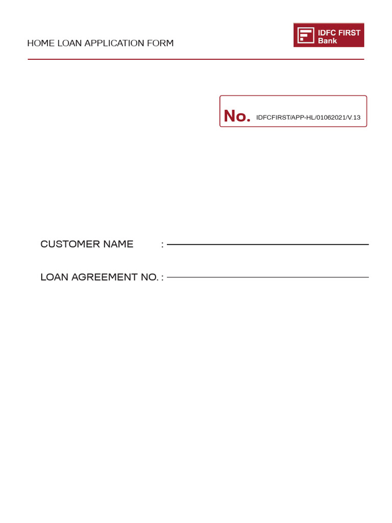 Home Loan Application Form IDFC FIRST | PDF | Banks | Cheque