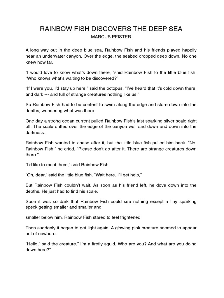 Rainbow Fish Discovers The Deep Sea | PDF | Sea | Earth Sciences