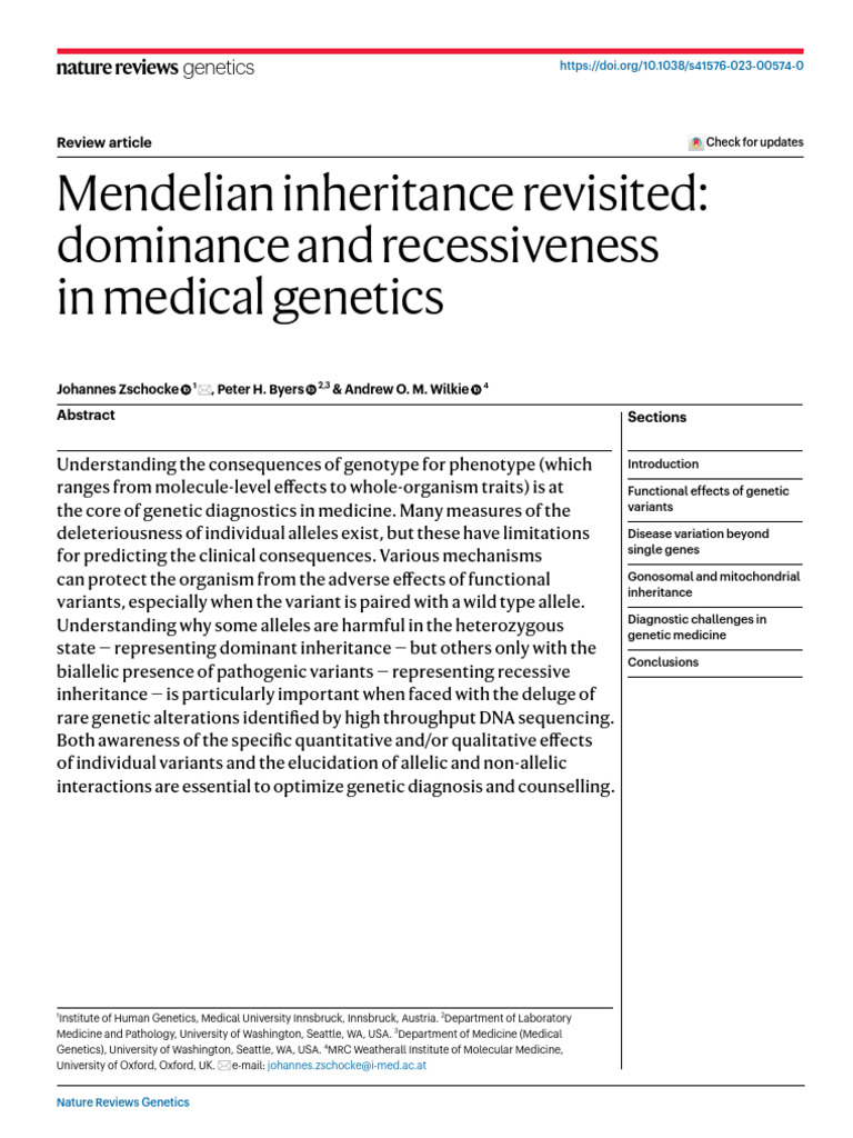 Dominance and Recessiveness in Genetics | PDF | Dominance (Genetics ...