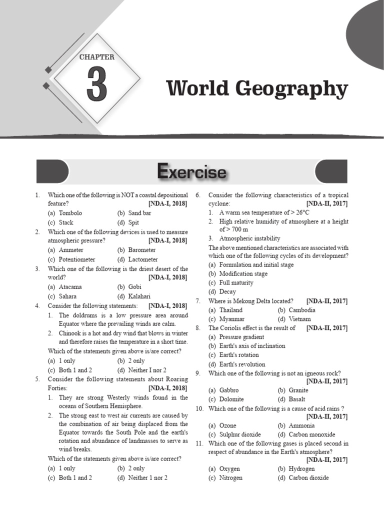 Geography Quiz Questions and Answers | PDF | Atmosphere Of Earth | Earth