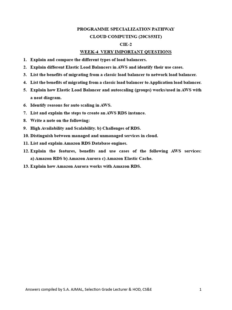 CC Sec-2 Wk4-5 VIP questions | PDF | Amazon Web Services | Load Balancing (Computing)