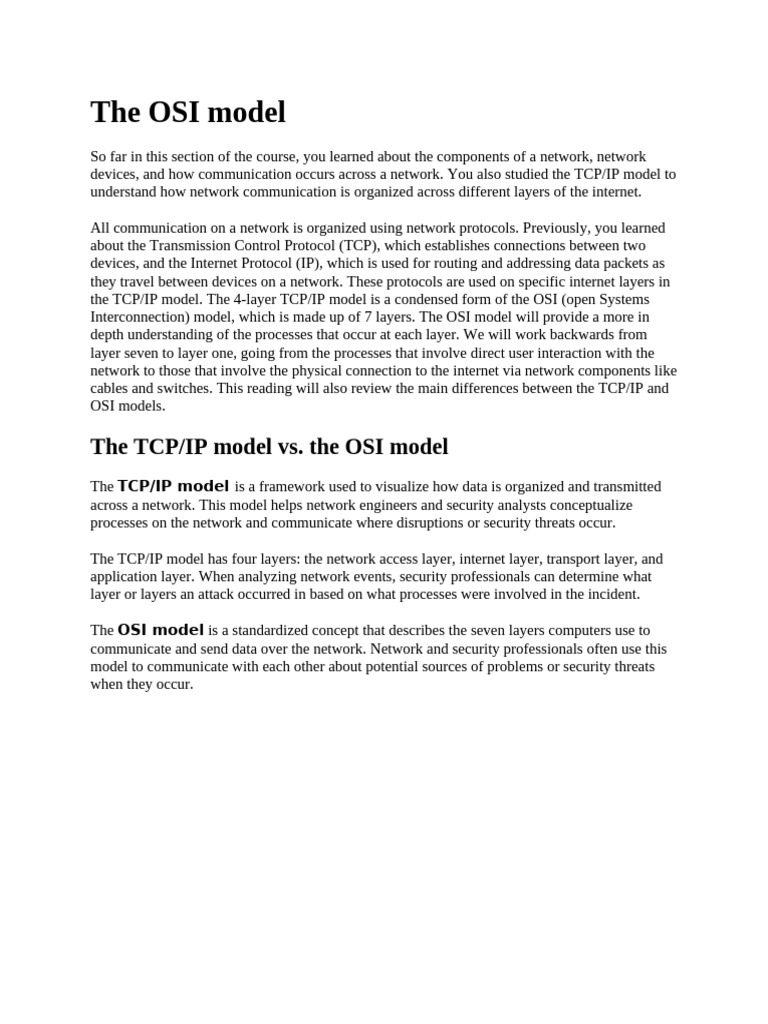 osi model | PDF | Computer Network | Internet Protocol Suite